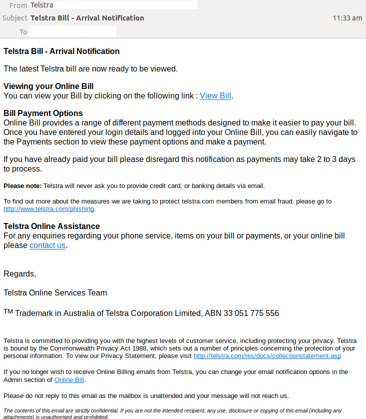 Scam Alert: Telstra brandjacked; phishing emails hit inboxes
